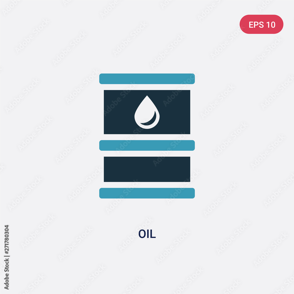 two color oil vector icon from industry concept. isolated blue oil ...