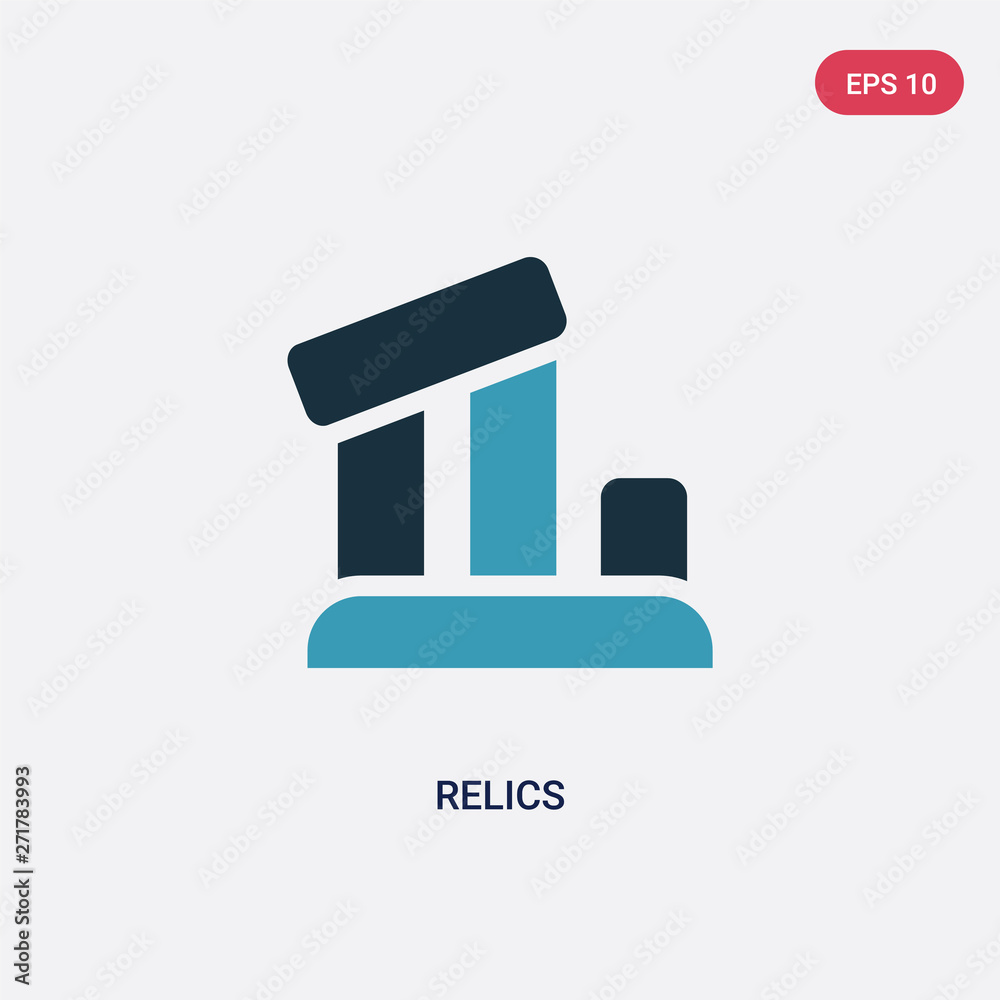 two color relics vector icon from museum concept. isolated blue relics ...