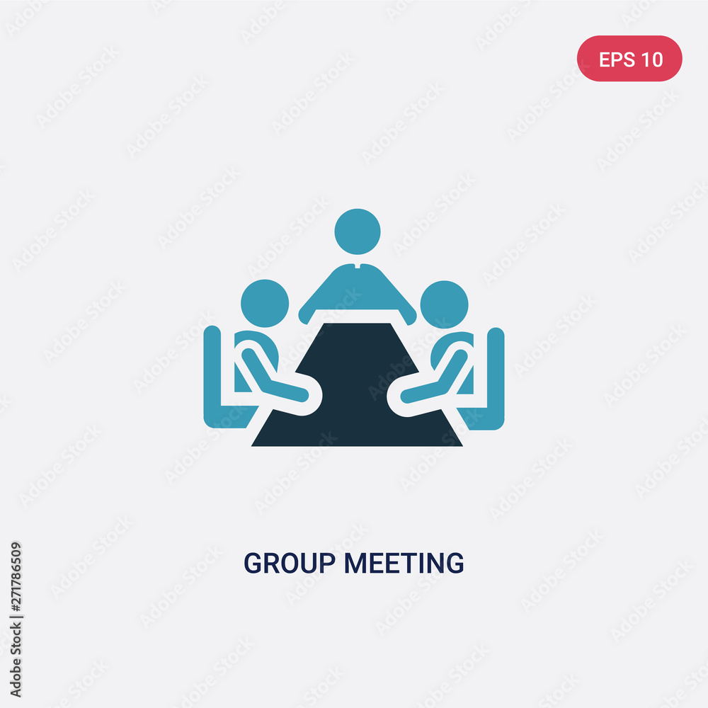 two color group meeting vector icon from people concept. isolated blue ...