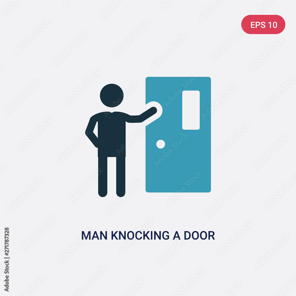 two color man knocking a door vector icon from people concept. isolated ...
