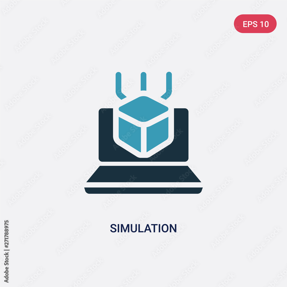 Two Color Simulation Vector Icon From Programming Concept Isolated Blue Simulation Vector Sign
