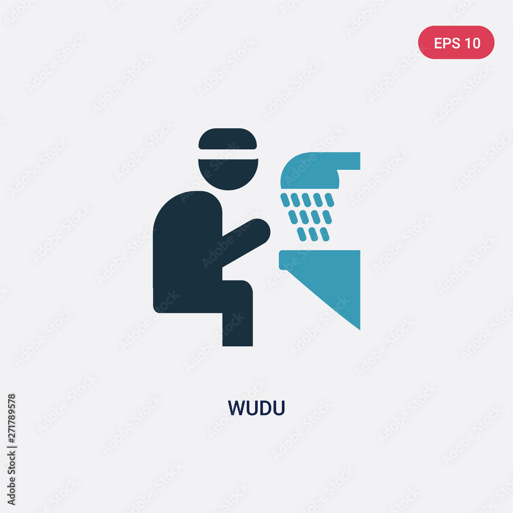 two color wudu vector icon from religion-2 concept. isolated blue wudu ...
