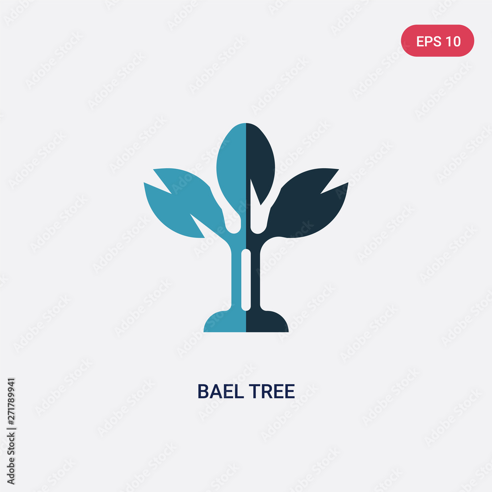two color bael tree vector icon from religion concept. isolated blue ...