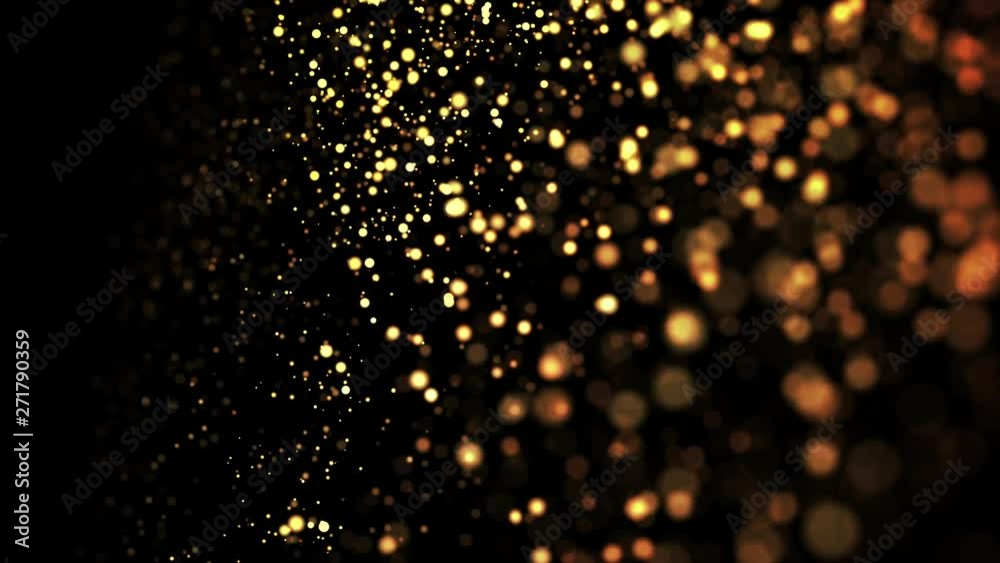 gold particles in liquid float and glisten. Background with glittering ...