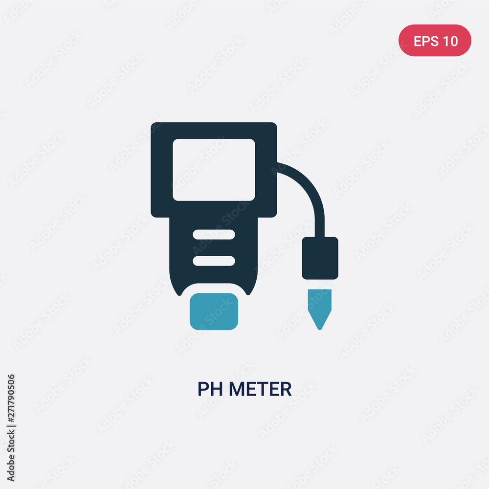 two color ph meter vector icon from science concept. isolated blue ph ...