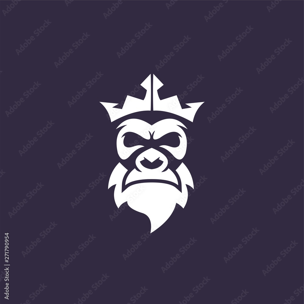 old king bearded monkey gorilla face vector logo design Stock Vector ...