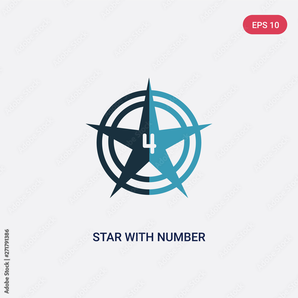 two color star with number four vector icon from shapes concept ...