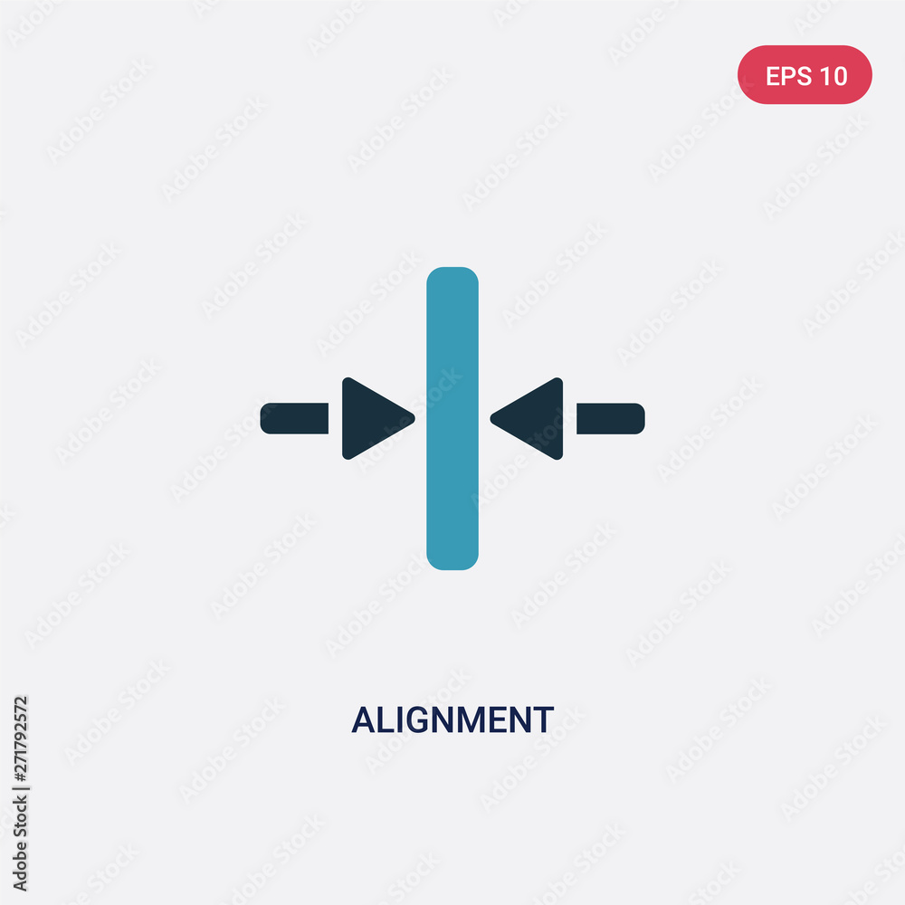two color alignment vector icon from signs concept. isolated blue ...