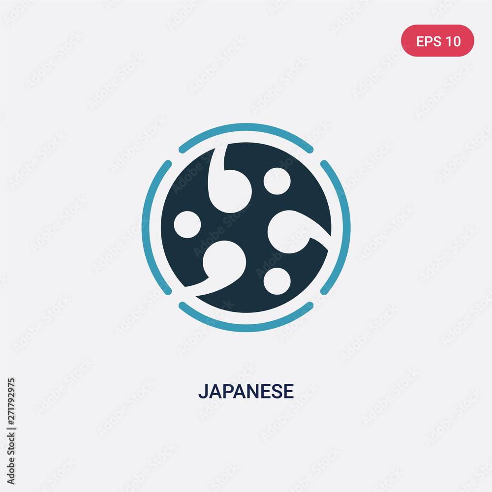 two color japanese vector icon from signs concept. isolated blue ...