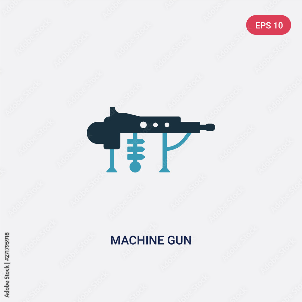two color machine gun vector icon from weapons concept. isolated blue ...
