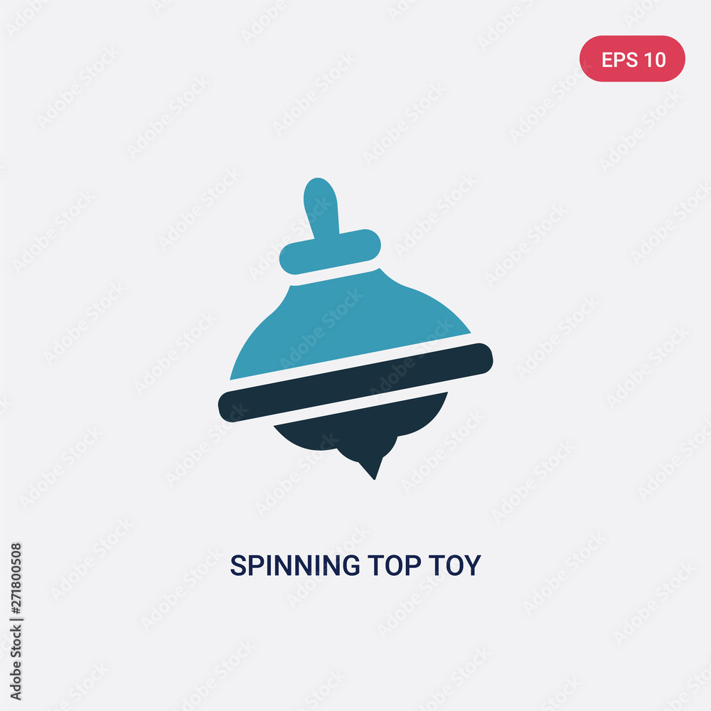two color spinning top toy vector icon from toys concept. isolated blue ...
