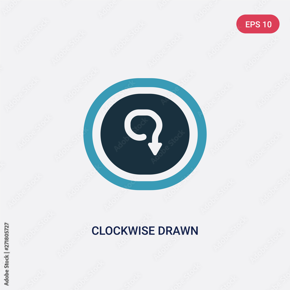 two color clockwise drawn arrow vector icon from user interface concept. isolated blue clockwise ...