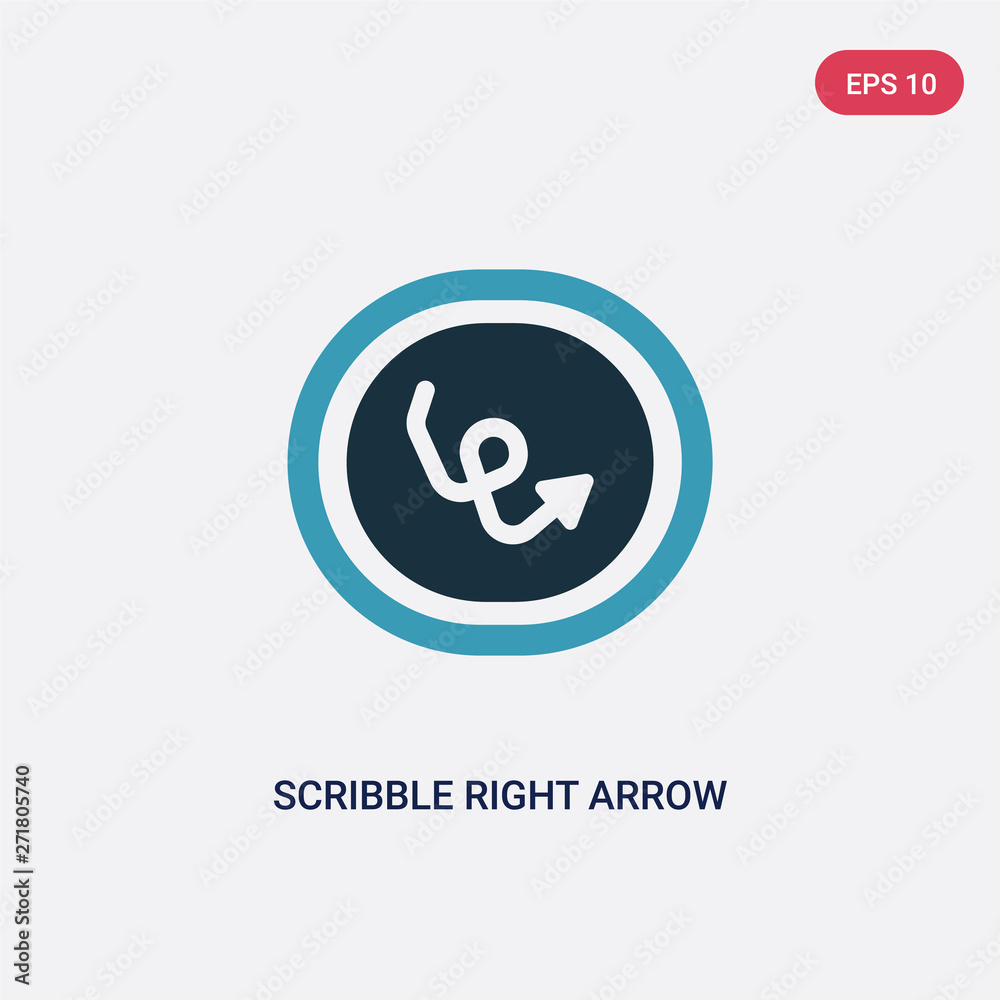 two color scribble right arrow vector icon from user interface concept ...