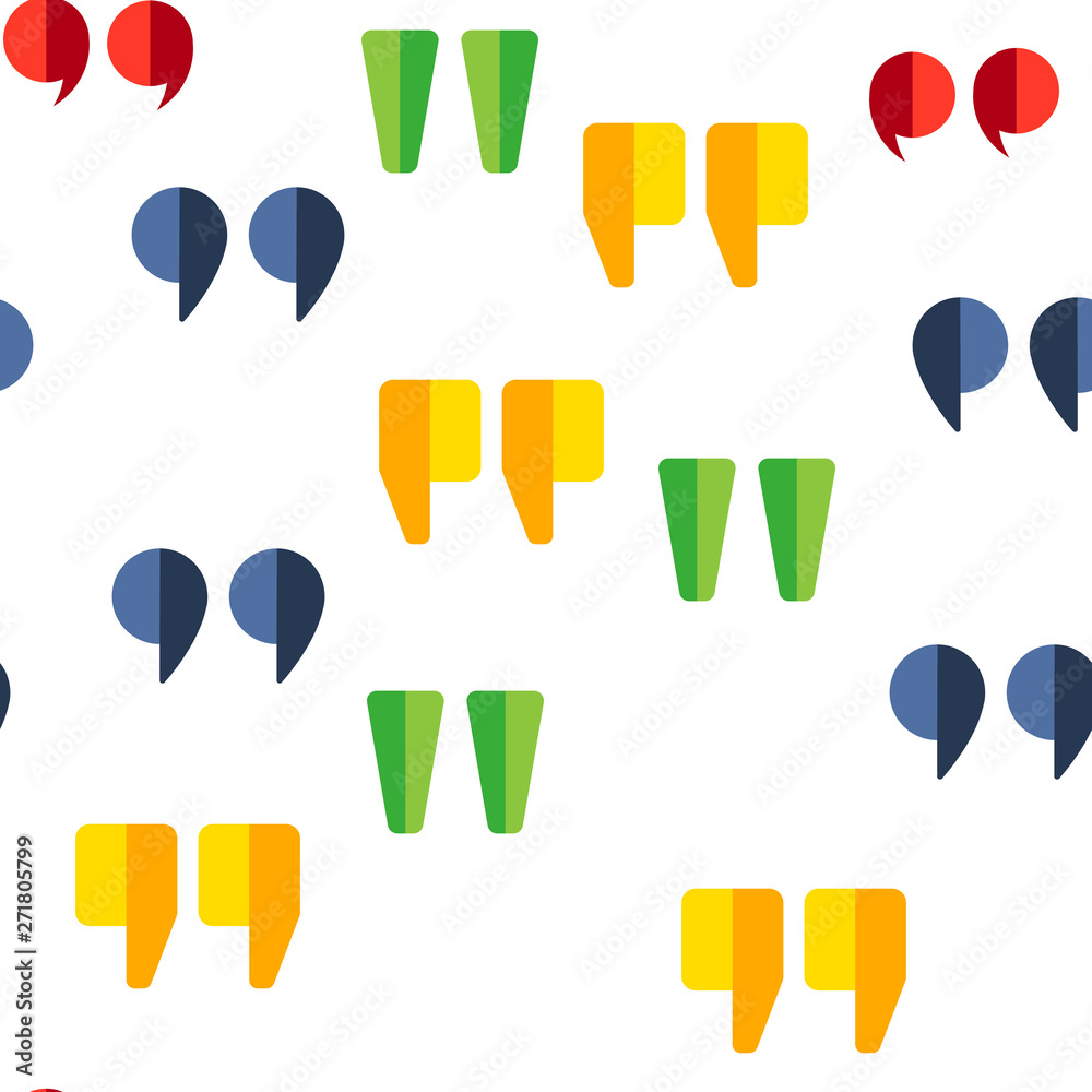Quotation Marks, Inverted Commas Vector Color Icons Seamless Pattern ...