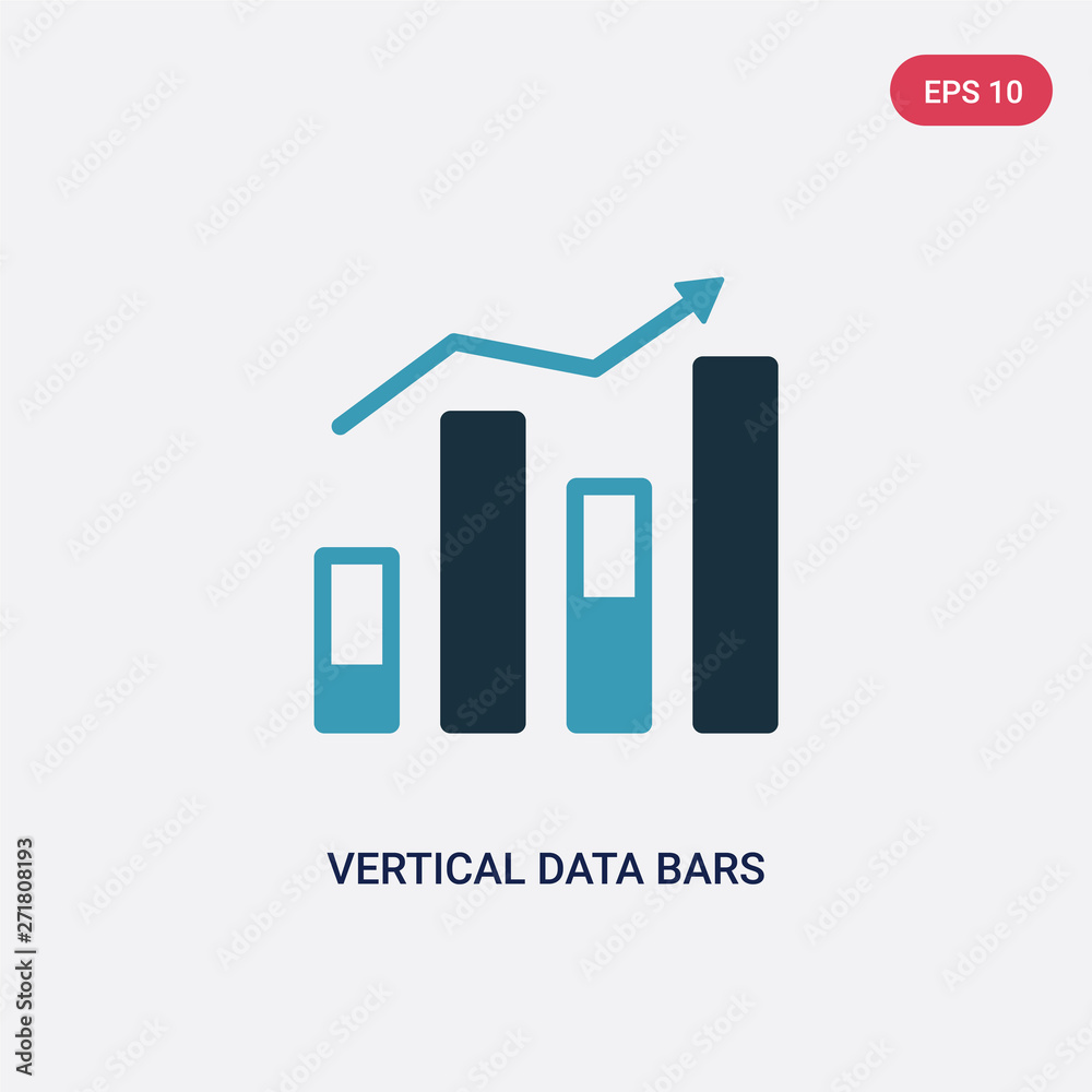 two color vertical data bars vector icon from user interface concept. isolated blue vertical ...