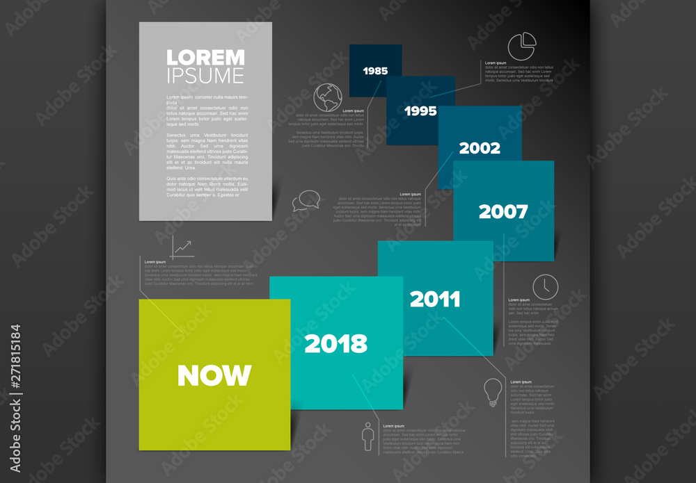 Dark Overlapping Timeline Informative Graphic Layout Stock Template ...