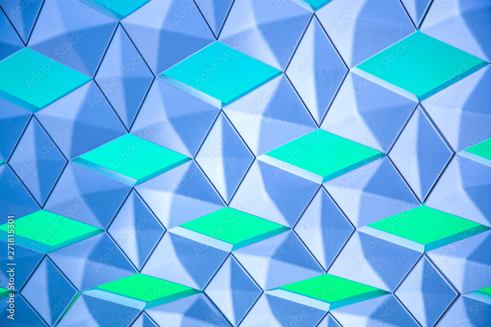 estructuras con formas geométricas en varios colores azul, blanco ...