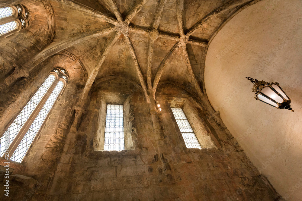 Design of ceiling and walls with lantern inside the ancient Gothic ...