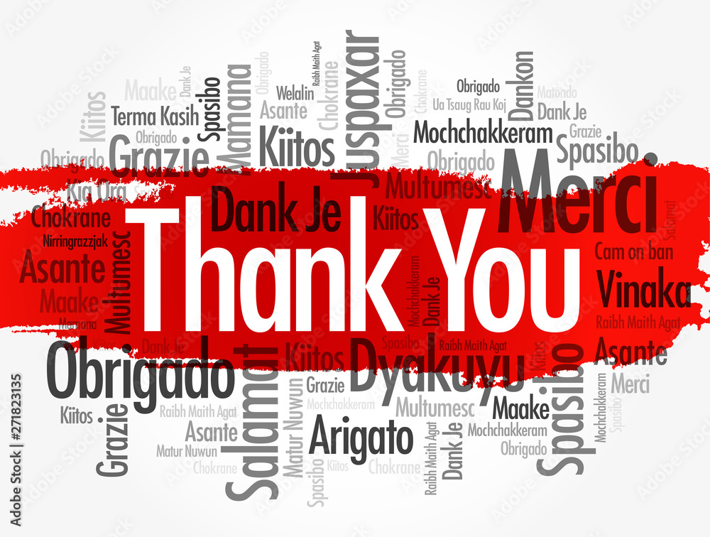 Thank You word cloud in different languages, concept background Stock ...