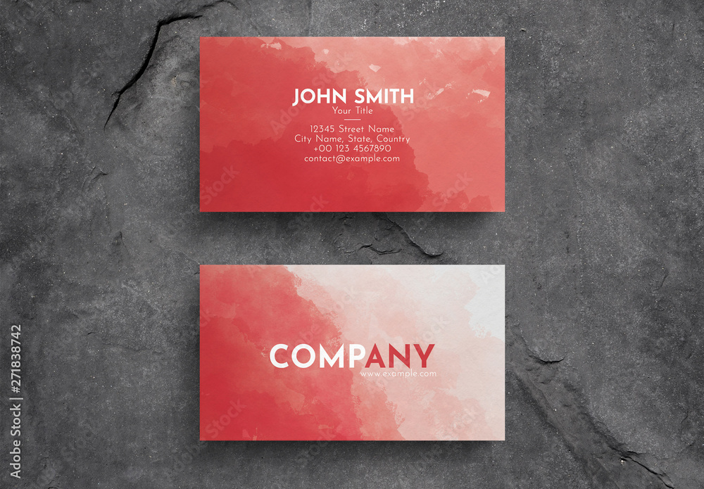 Minimalist Business Card Layout with Watercolor Texture Background ...