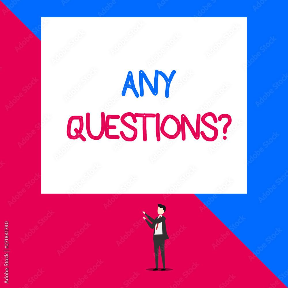 Writing note showing Any Questions Question. Business concept for ...