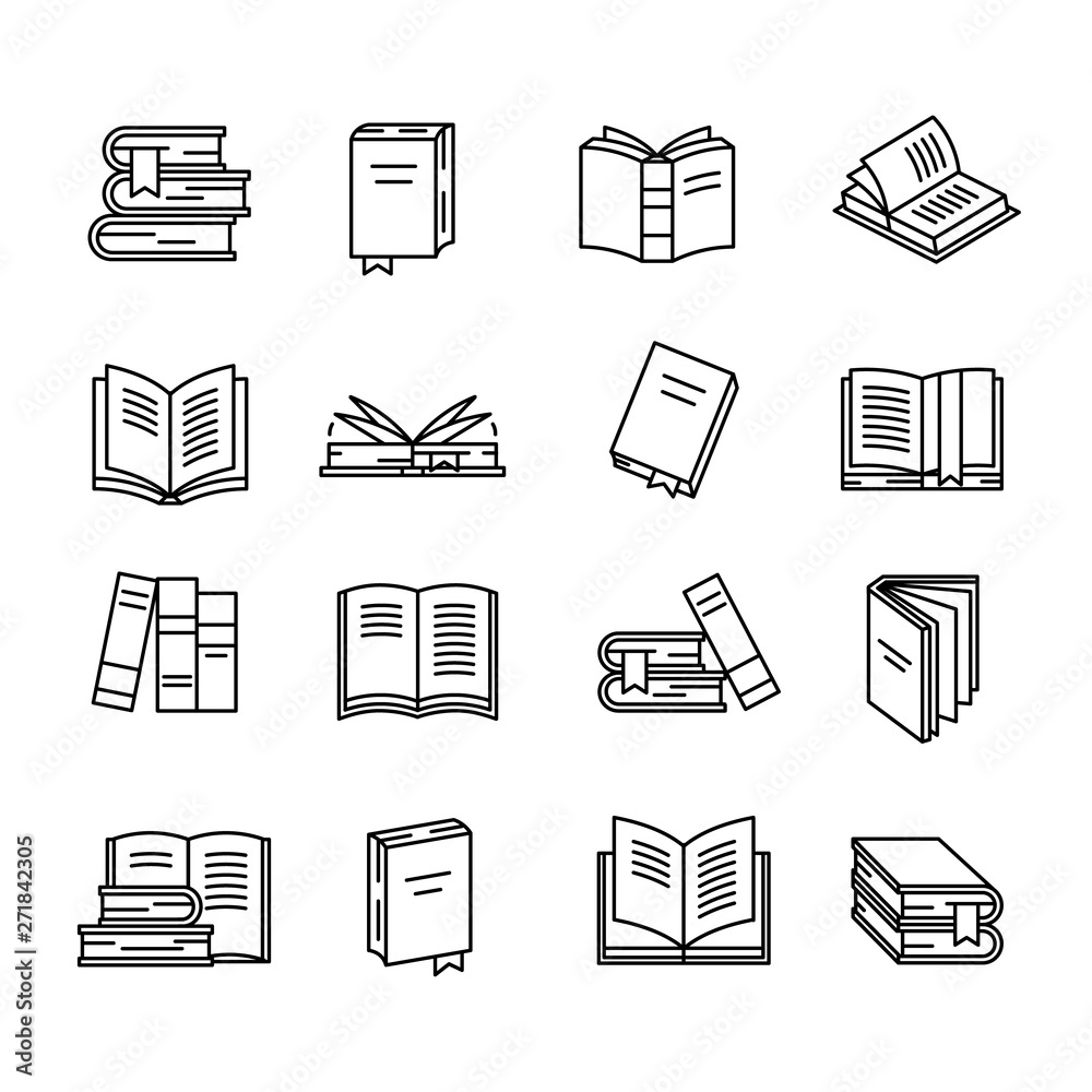 Book icon set Stock Vector | Adobe Stock