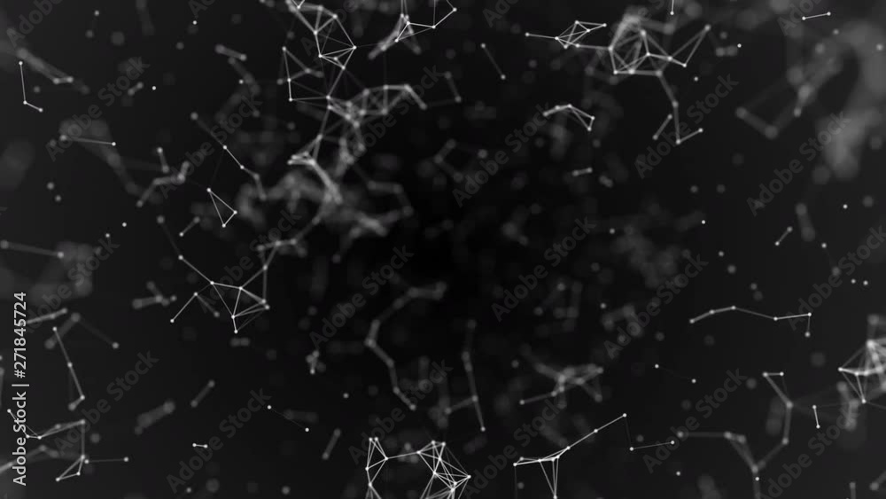 big data visualization, abstract nanotechnology Black color plexus ...