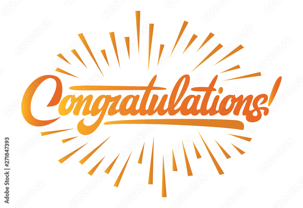 Illustration with calligraphic inscription. Congratulations. Vector ...