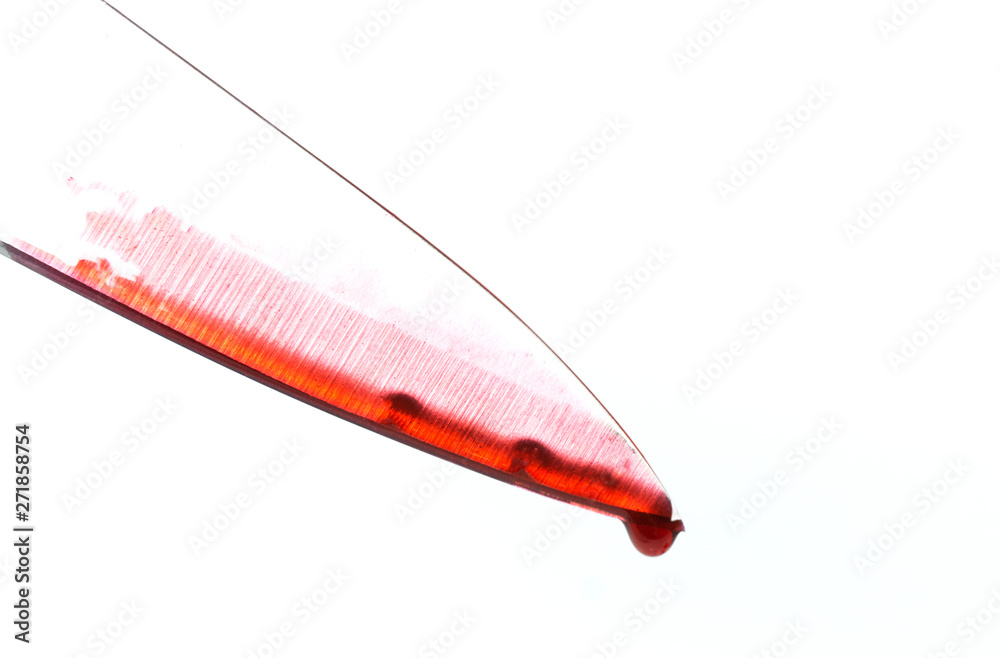 Bloody knife isolated on white backgroundt, Concept Serial killer, Top ...