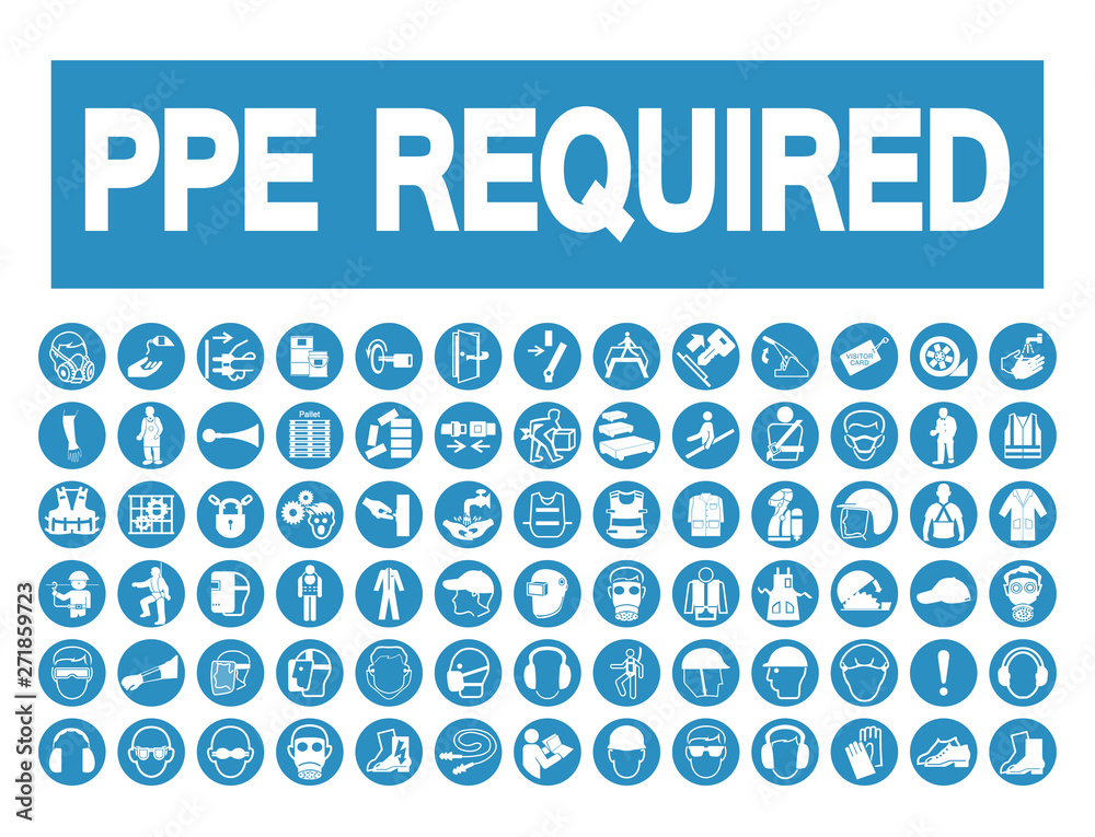 Required Personal Protective Equipment (PPE) Symbol,Safety Icon,Vector ...
