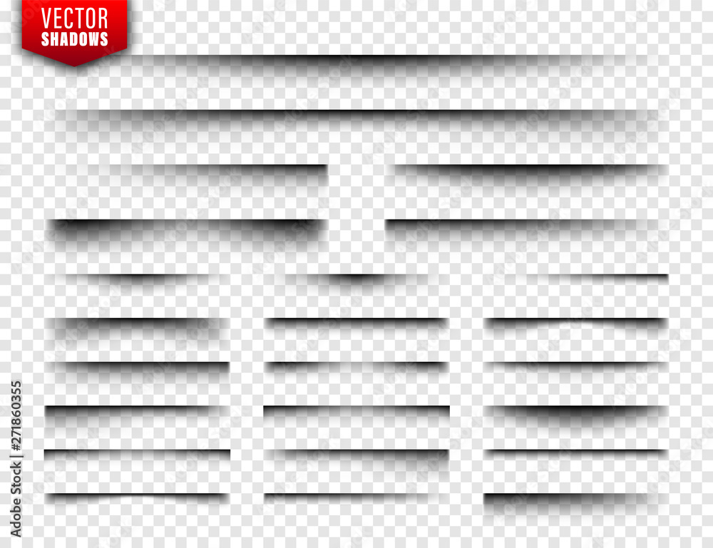 Vector shadows set. Page dividers on transparent background. Realistic ...