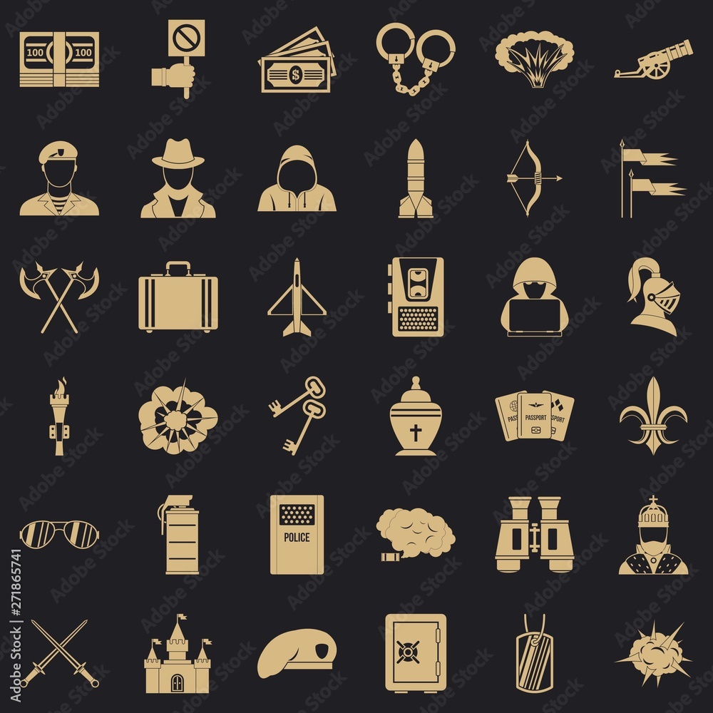 War army icons set. Simple set of 36 war army vector icons for web for ...