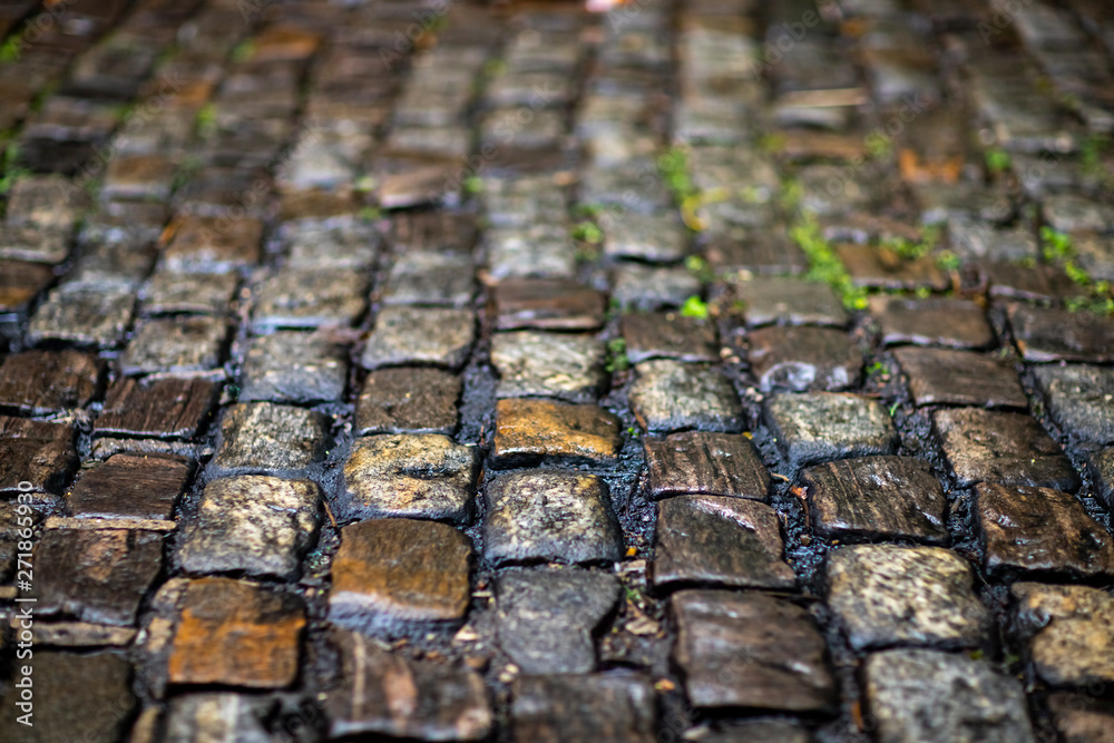 Stone pavement texture. Granite cobblestoned pavement background ...
