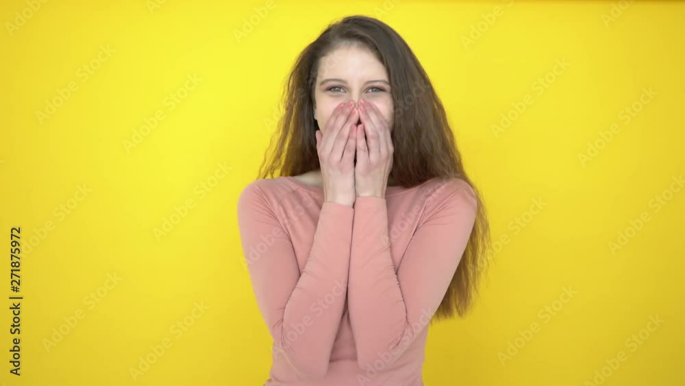 Surprised woman face. Portrait of fashion model happy teen girl wow ...