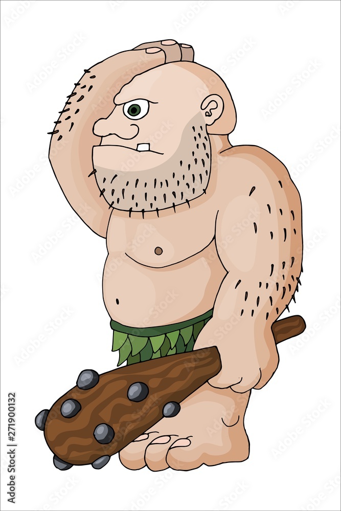 Vector cartoon clip art illustration of a tough mean muscular ogre or ...