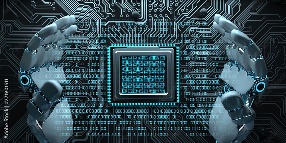 Humanoid Robot Microchip Stock Illustration | Adobe Stock