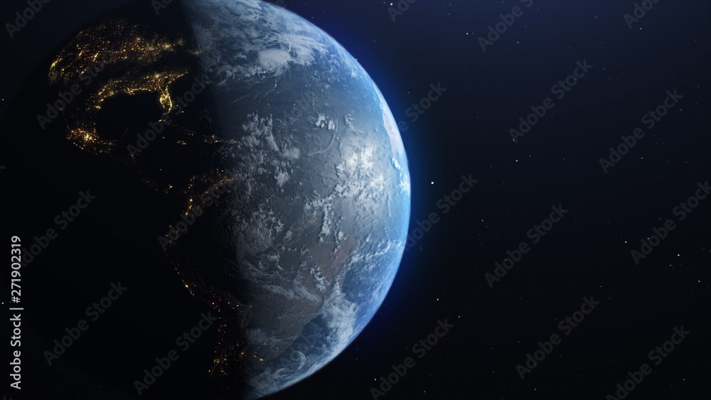 earth from space, concept of astronaut view, , slowly moving away with ...