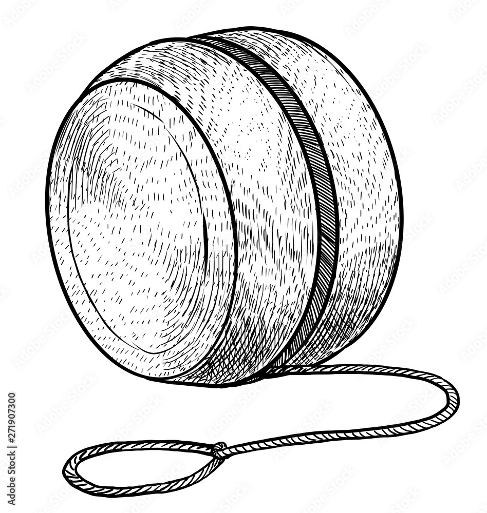 Yo-yo illustration, drawing, engraving, ink, line art, vector Stock ...