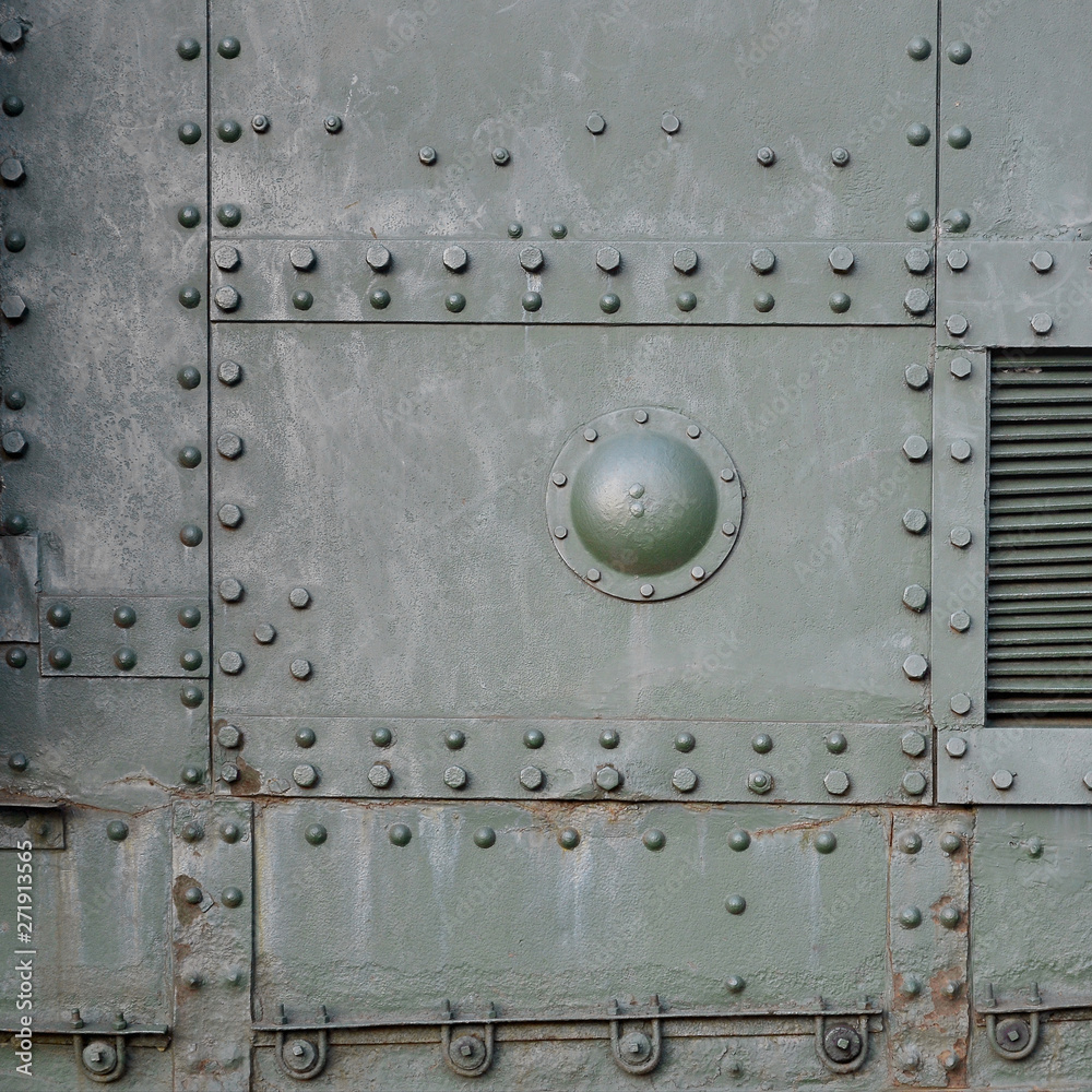 Texture of tank side wall, made of metal and reinforced with a ...