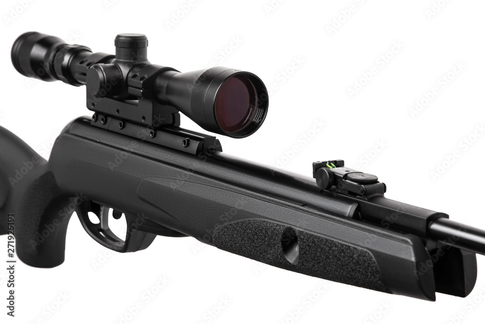 Air rifle with a telescopic sight isolate on a white background ...