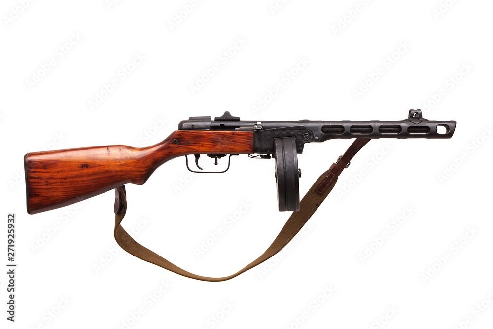 Vintage Soviet automatic machine gun from World War II isolated on ...