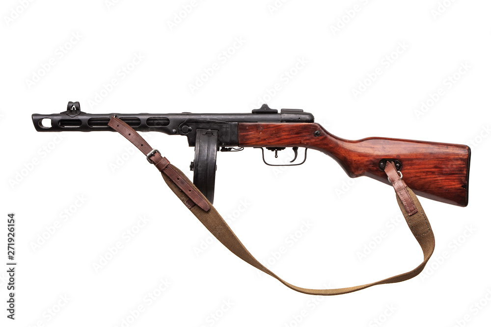 Vintage Soviet automatic machine gun from World War II isolated on ...