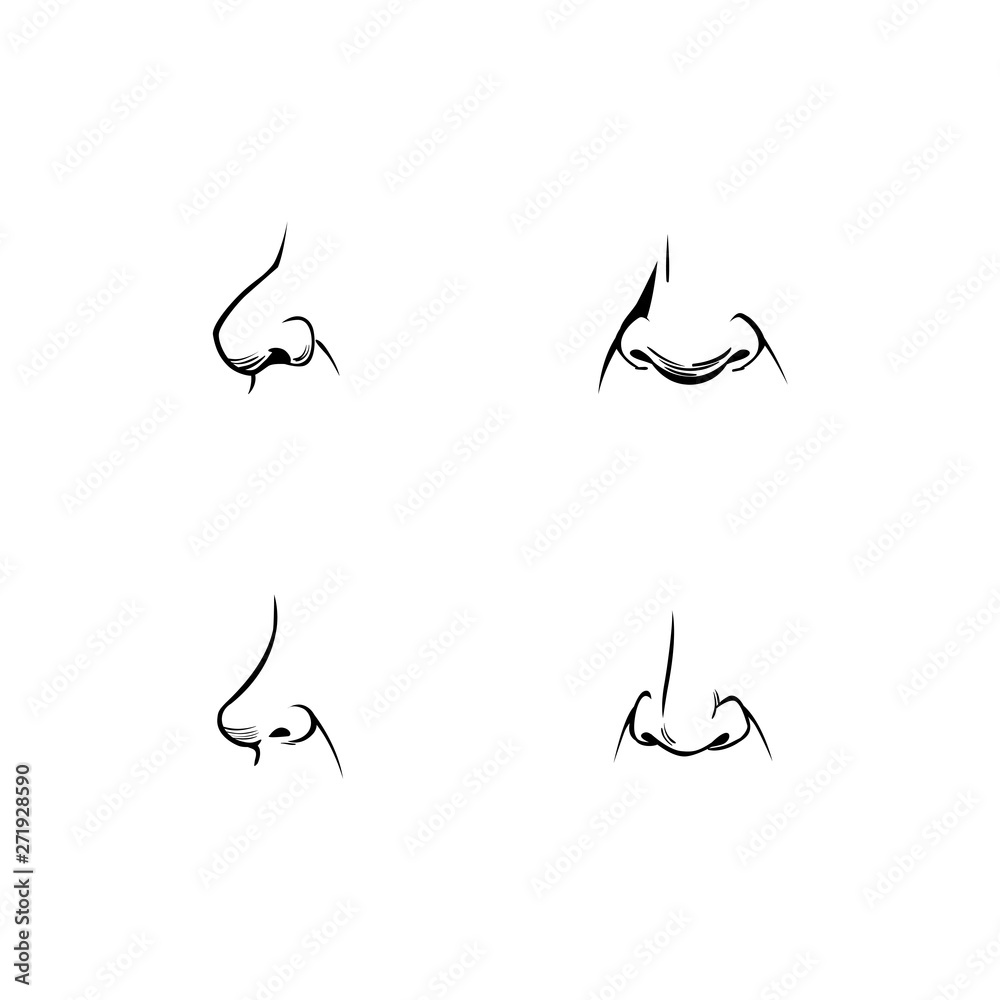 Set of human noses of different shapes and angles. Icons, part of the ...