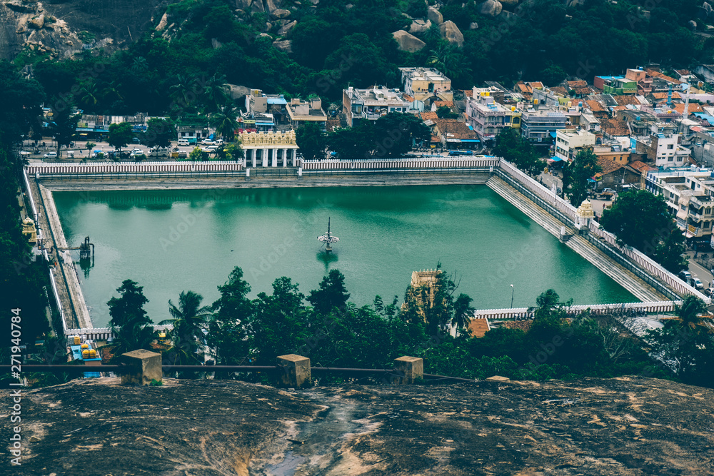 Panoramic view of Shravanabelagola town, Karnataka State, India. It is ...