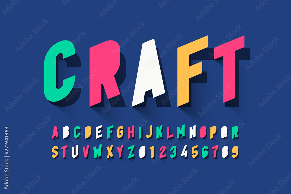Paper craft style font design, alphabet letters and numbers Stock ...