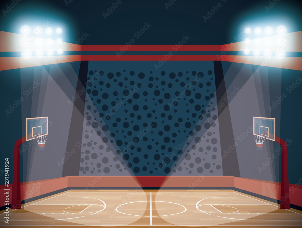 Basketball court stadium scenery cartoon Stock Vector | Adobe Stock