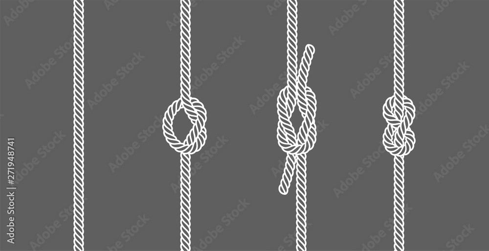 Rope knots borders line set design element different types. vector ...
