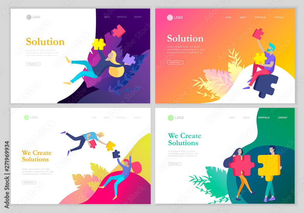 Landing page templates. Vector character business people with ...