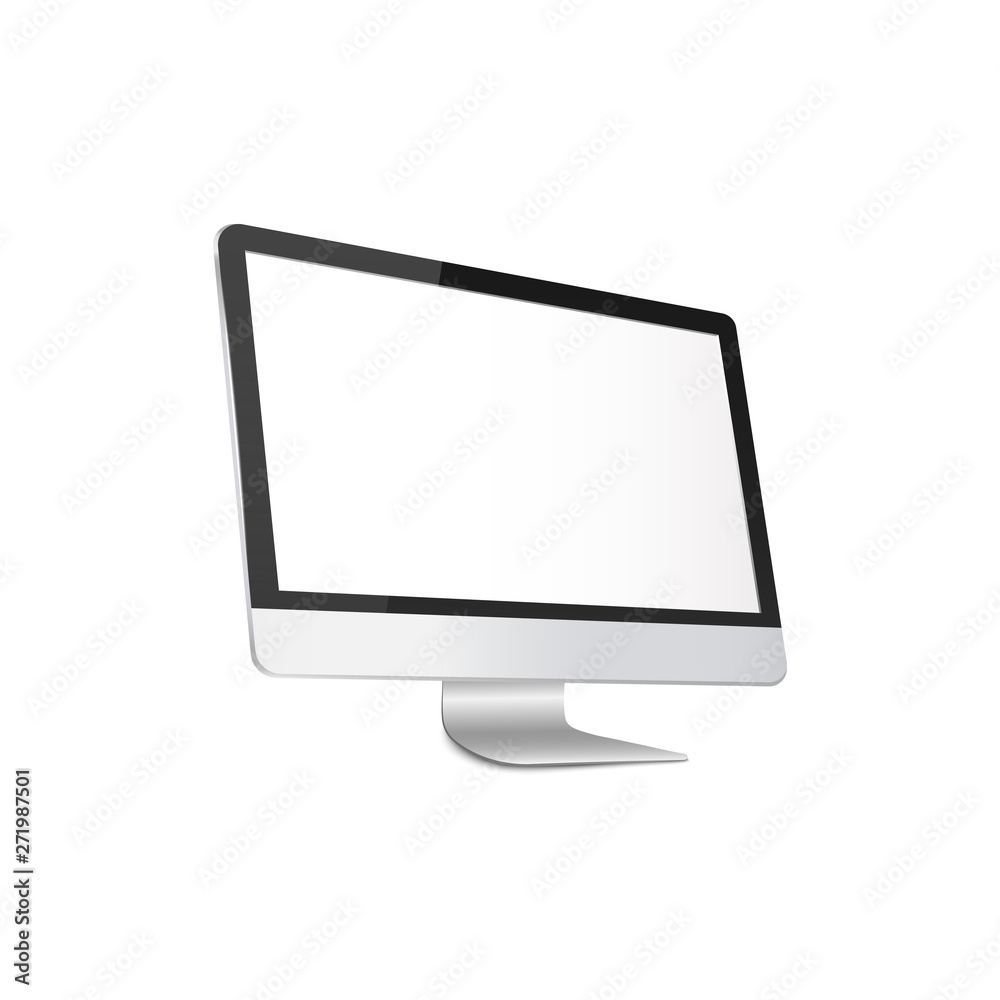 Modern computer monitor with blank white screen - realistic 3D mockup ...