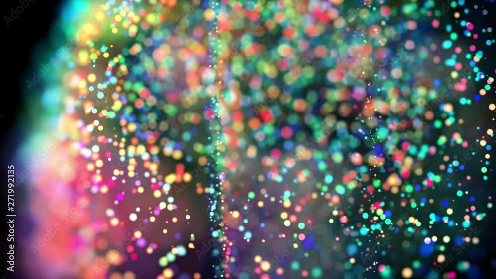 multicolored particles in liquid float and glisten. 4k 3d advection ...